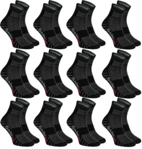 12 pairs of black athletic socks: running, cycling, fitness, breathing cotton s