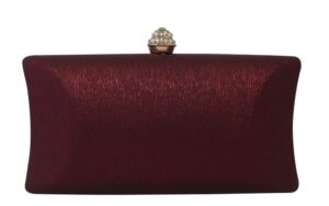 chicastic rhinestone crystal clasp hard box wedding evening bag bridal cocktail clutch purse wine red