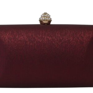 Chicastic Rhinestone Crystal Clasp Hard Box Wedding Evening Bag Bridal Cocktail Clutch Purse Wine Red