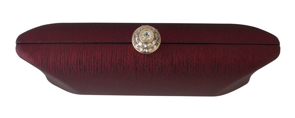 Chicastic Rhinestone Crystal Clasp Hard Box Wedding Evening Bag Bridal Cocktail Clutch Purse Wine Red