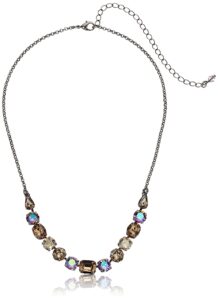 sorrelli tansy half line tennis necklace, antique silver-tone finish, mirage