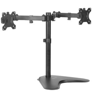 vivo dual 13 to 30 inch monitor free-standing mount, fully adjustable desk stand, holds 2 flat or curved display screens, stand-v102f