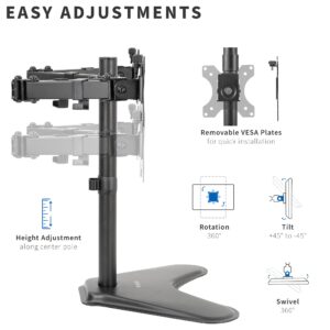 VIVO Dual 13 to 30 inch Monitor Free-Standing Mount, Fully Adjustable Desk Stand, Holds 2 Flat or Curved Display Screens, STAND-V102F