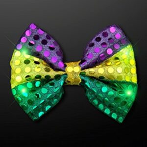 The Electric Mammoth LED Sequin Bow Ties - Light Up Flashing Mens Tie Party Fashion Accessory - 3 Light Modes (Purple Green Gold)