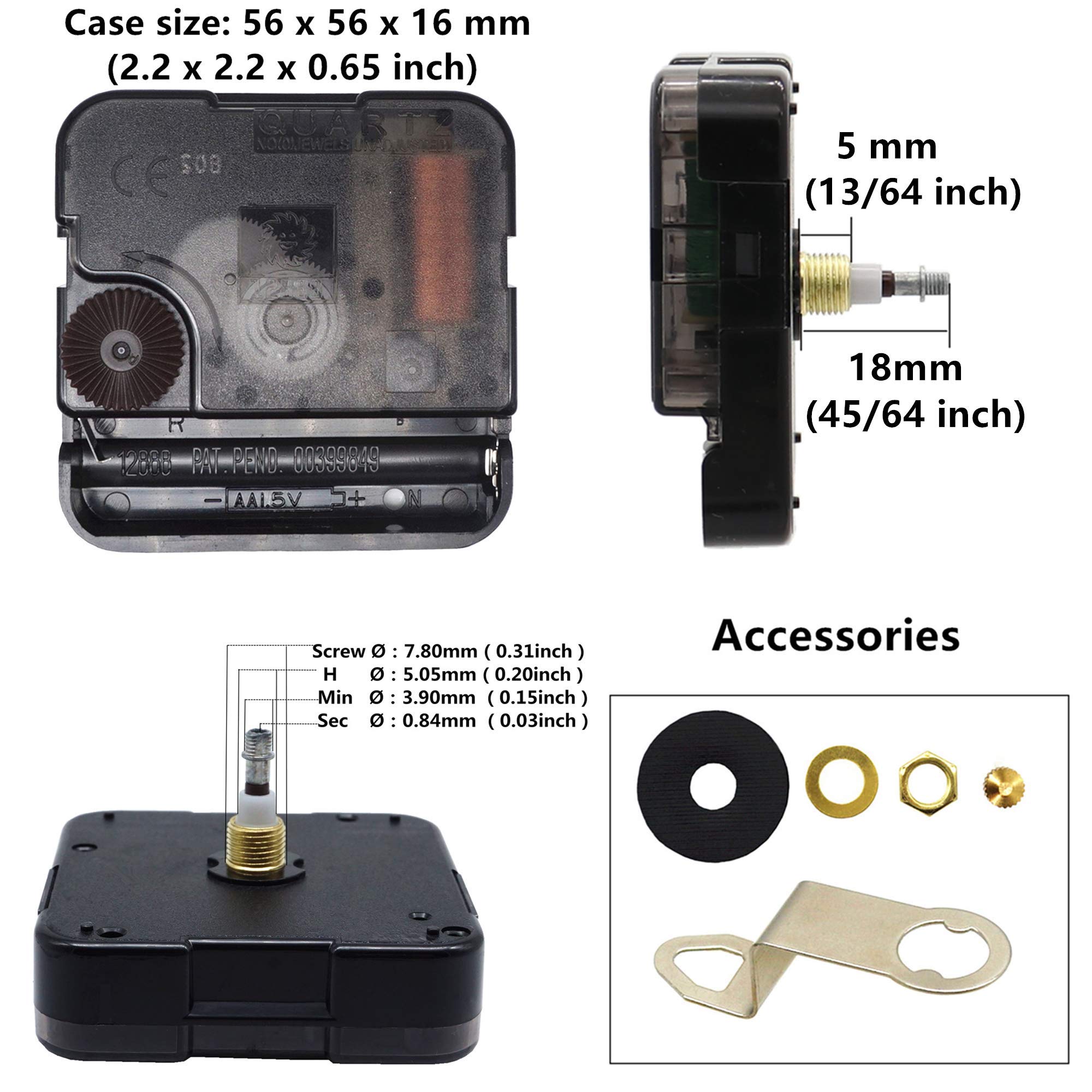 TIKROUND Include Hands Quartz DIY 12888 Wall Clock Movement Mechanism Battery Operated DIY Repair Parts Replacement