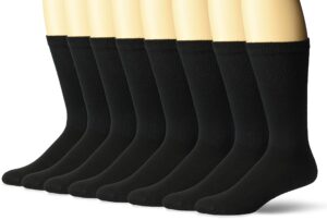 hanes ultimate mens 10-pack freshiq big & tall crew casual sock, black, 12 14 us