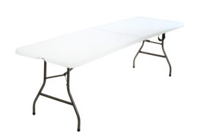 cosco fold-in-half banquet table w/handle, 8ft, white