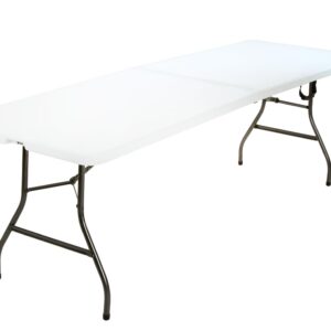 COSCO Fold-in-Half Banquet Table w/Handle, 8ft, White