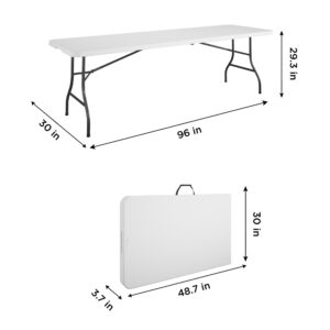 COSCO Fold-in-Half Banquet Table w/Handle, 8ft, White