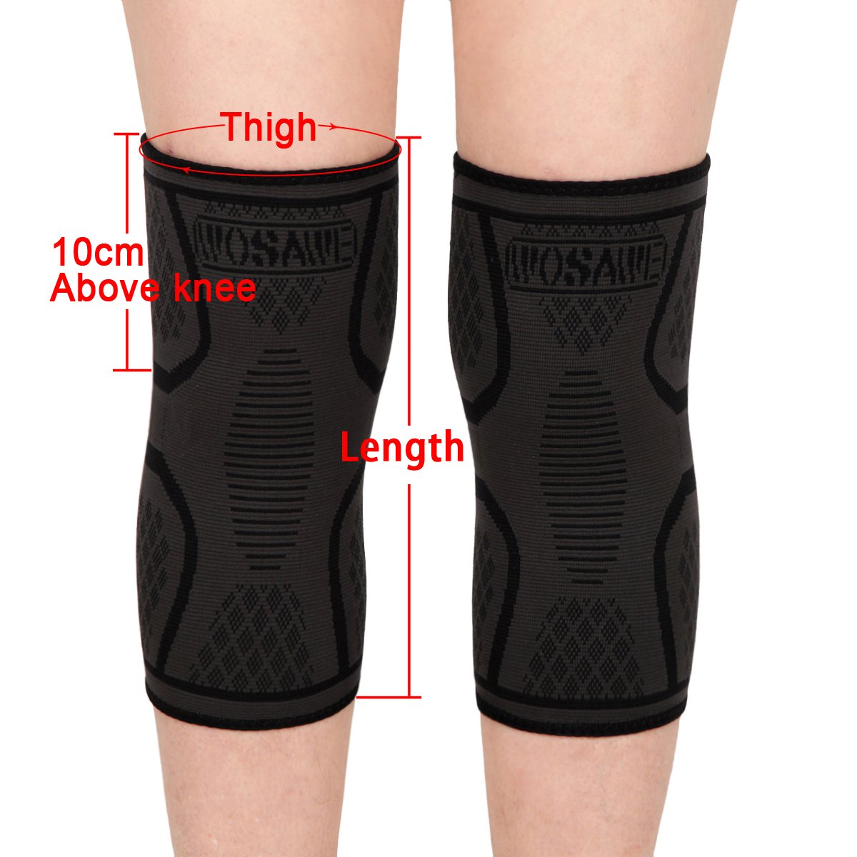 WOSAWE Knee Compression Brace Support Sleeve for Running, Training, Cycling, Joint Pain Relief,Injury Recovery - Single