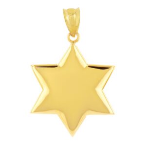 high polish 14k yellow gold six point star charm pendant