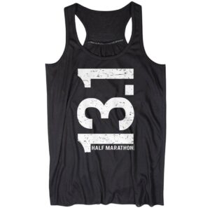 gone for a run 13.1 half marathon vertical flowy racerback tank top | running tanks black | adult small