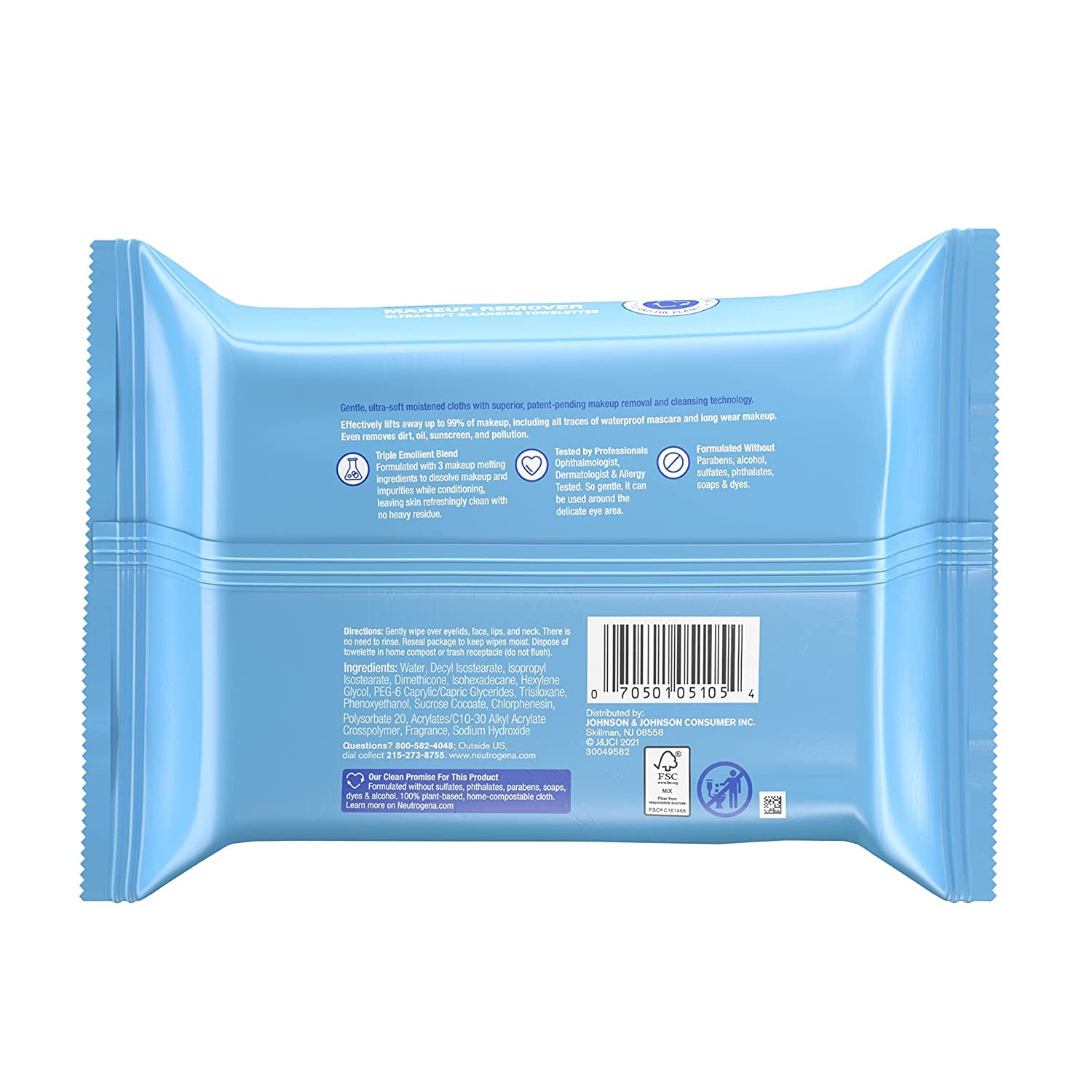 Neutrogena Make Up Removing Wipes, 200 Cleansing Towelettes