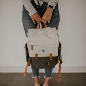 Parker Baby Diaper Backpack - Large Diaper Bag with Insulated Pockets, Stroller Straps and Changing Pad -"Birch Bag" - Cream