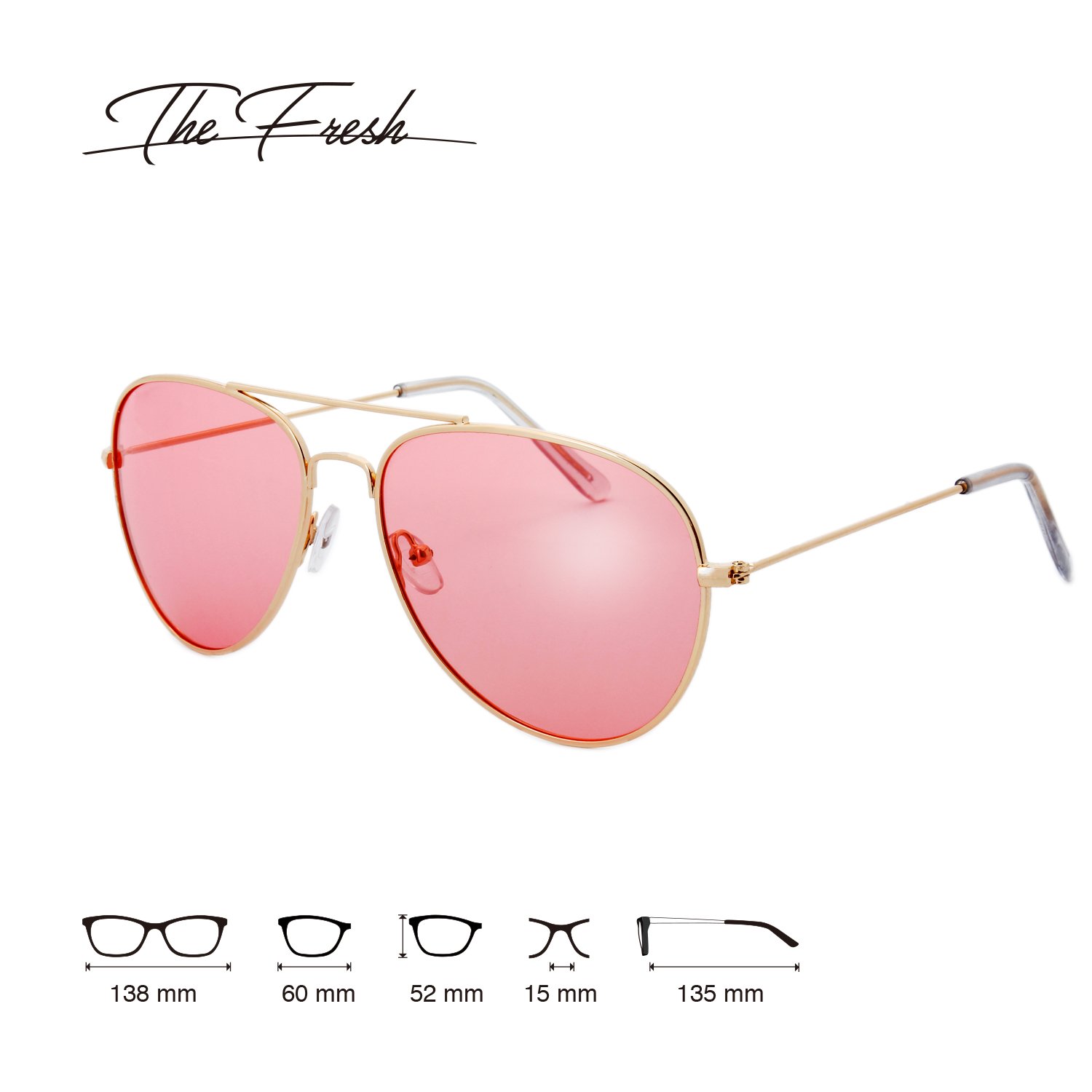 The Fresh Classic Metal Frame Polarized Lens Aviator Sunglasses with Gift Box (12-Gold, PINK)