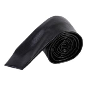 hello tie men's skinny tie handmade pu leather black narrow necktie