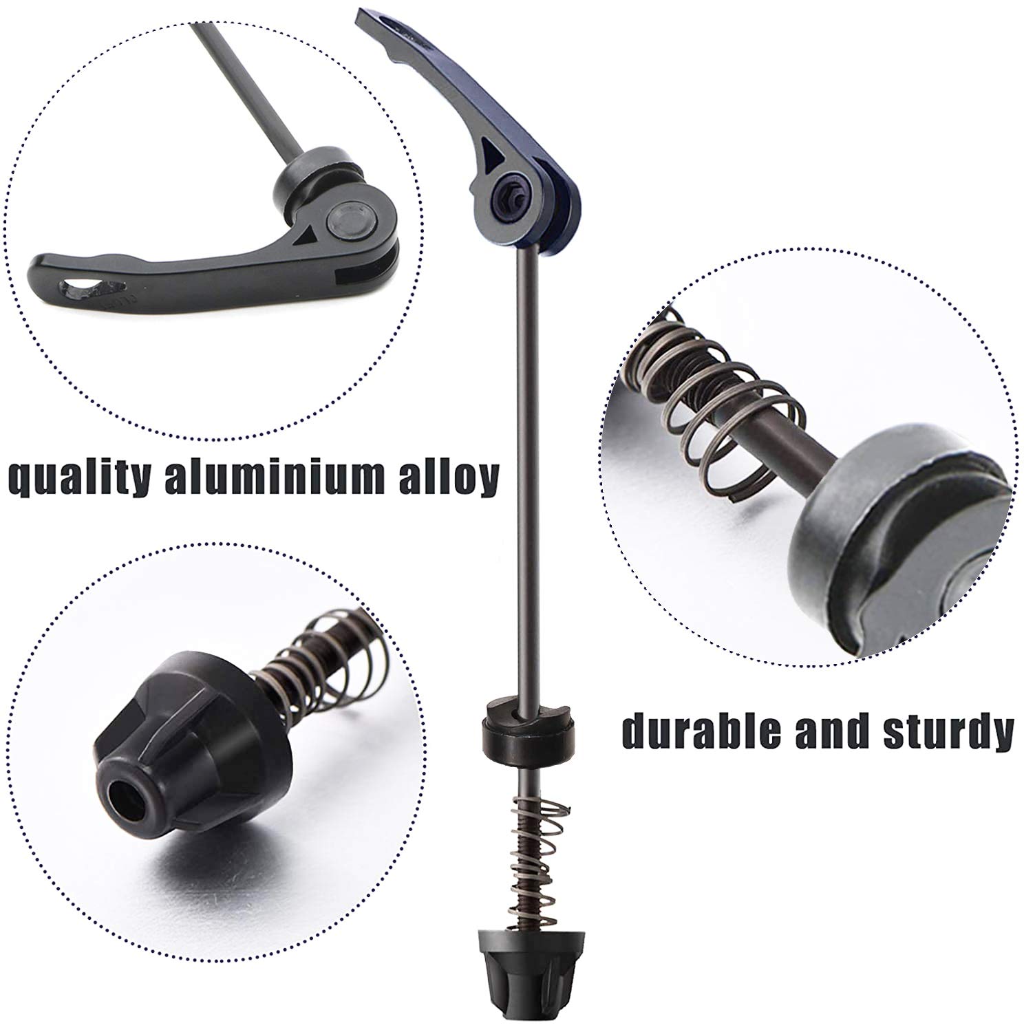 DEER U Road Mountain Bicycle MTB Wheel Hub Front and Rear Skewers Quick Release Clip Bolt Lever Axle QR 145/180 mm, a Pair (Black)