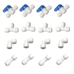 yzmsz push to connect water filtration line tube pipe fittings, 3/8" o.d. tube quick connector 16pcs,for ice maker coffee maker ro water dispenser misting cooling system.