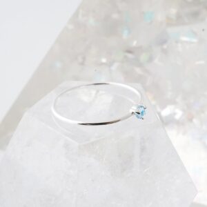 Honeycat Blue Aquamarine Crystal Point Ring in Sterling Silver Plate | Minimalist, Delicate Jewelry (Silver, 6)