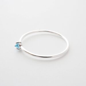 Honeycat Blue Aquamarine Crystal Point Ring in Sterling Silver Plate | Minimalist, Delicate Jewelry (Silver, 6)