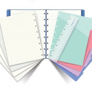 FILOFAX Refillable Pastel Notebook, A5 (8.25" x 5") Vista Blue - 112 Cream moveable pages - Index, pocket and page marker (B115051U)