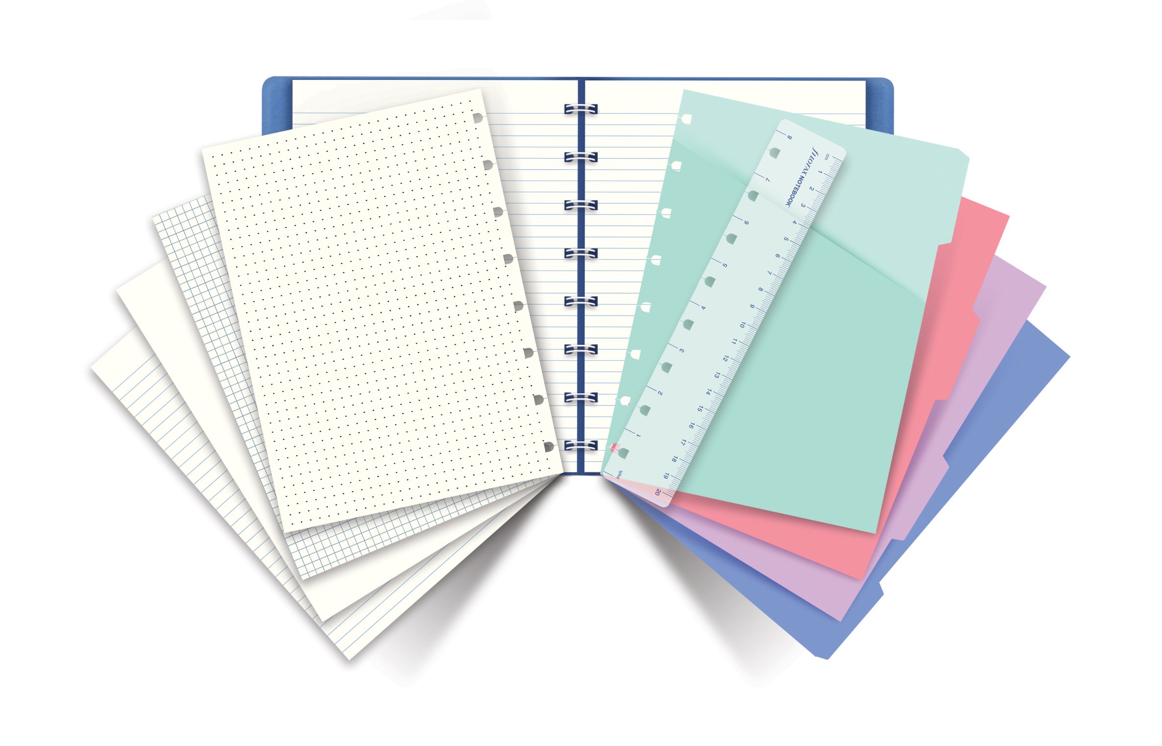 FILOFAX Refillable Pastel Notebook, A5 (8.25" x 5") Vista Blue - 112 Cream moveable pages - Index, pocket and page marker (B115051U)