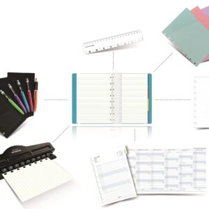 FILOFAX Refillable Pastel Notebook, A5 (8.25" x 5") Vista Blue - 112 Cream moveable pages - Index, pocket and page marker (B115051U)