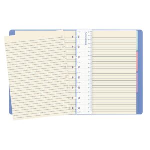 FILOFAX Refillable Pastel Notebook, A5 (8.25" x 5") Vista Blue - 112 Cream moveable pages - Index, pocket and page marker (B115051U)