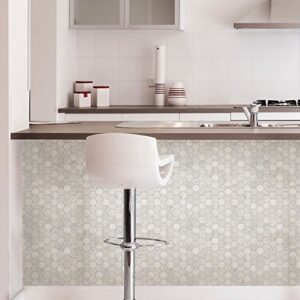 In Home InHome NH2359 Hexagon Marble Peel Stick Backsplash Tiles, White & Off-White