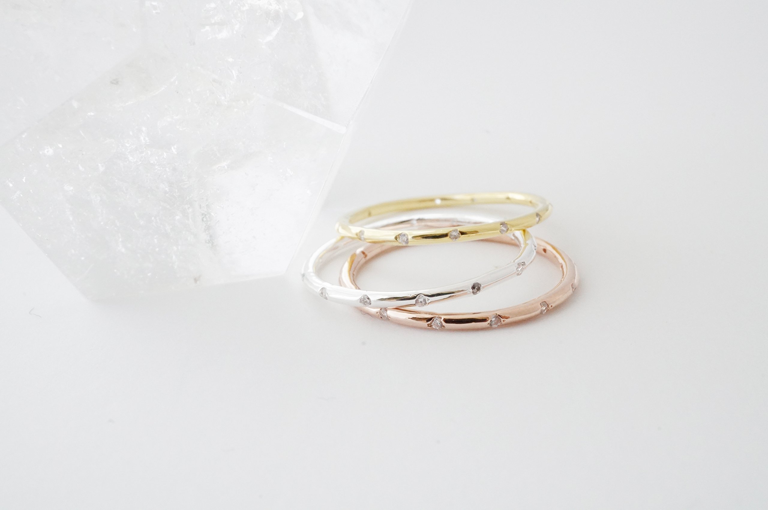 Honeycat Dotted Crystal Ring in Gold, Rose Gold, or Silver | Minimalist, Delicate Jewelry (Gold, 6)