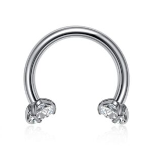 Jovivi 2pc 16G Stainless Steel Cubic Zirconia Horseshoe Multi-functional Lip/Nose/Nipple/Eyebrow Captive Hoop Ring Barbell Tragus Cartilage Stud Earrings