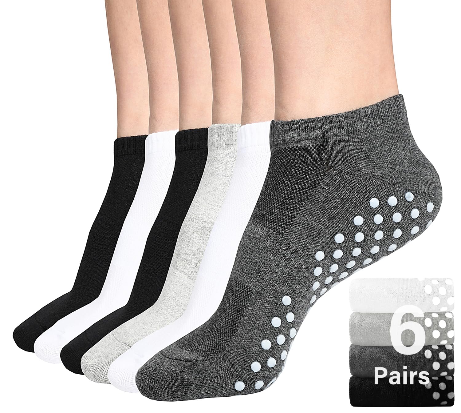 DIBAOLONG Non Slip Yoga Socks for Women, Anti-Skid Gripper Socks Pilates Barre Bikram Fitness Socks with Grips