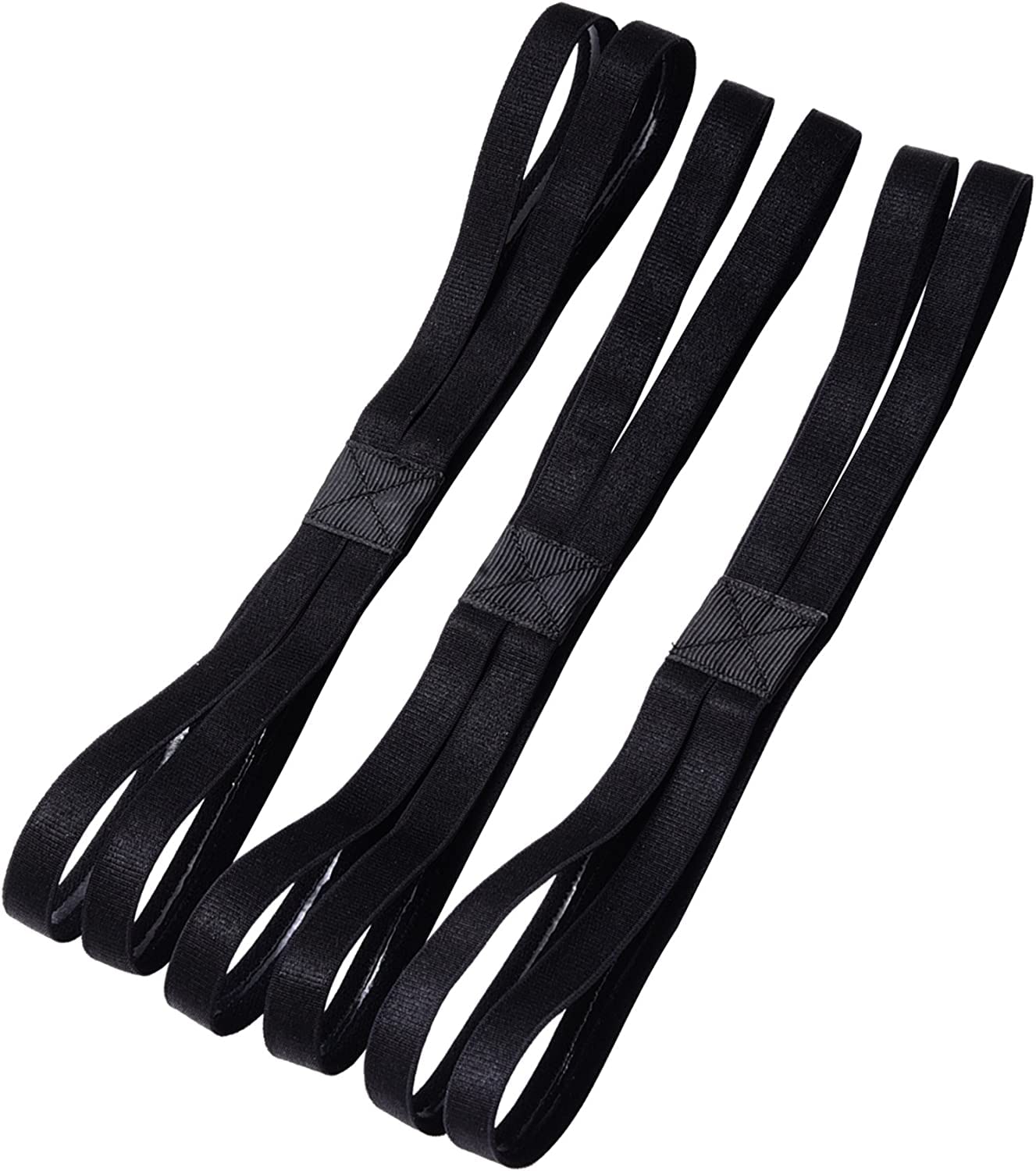 Shappy 3 Pieces Double-straps Sport Headbands Elastic Hairband Non-slip Sweatband for Women or Men, Black