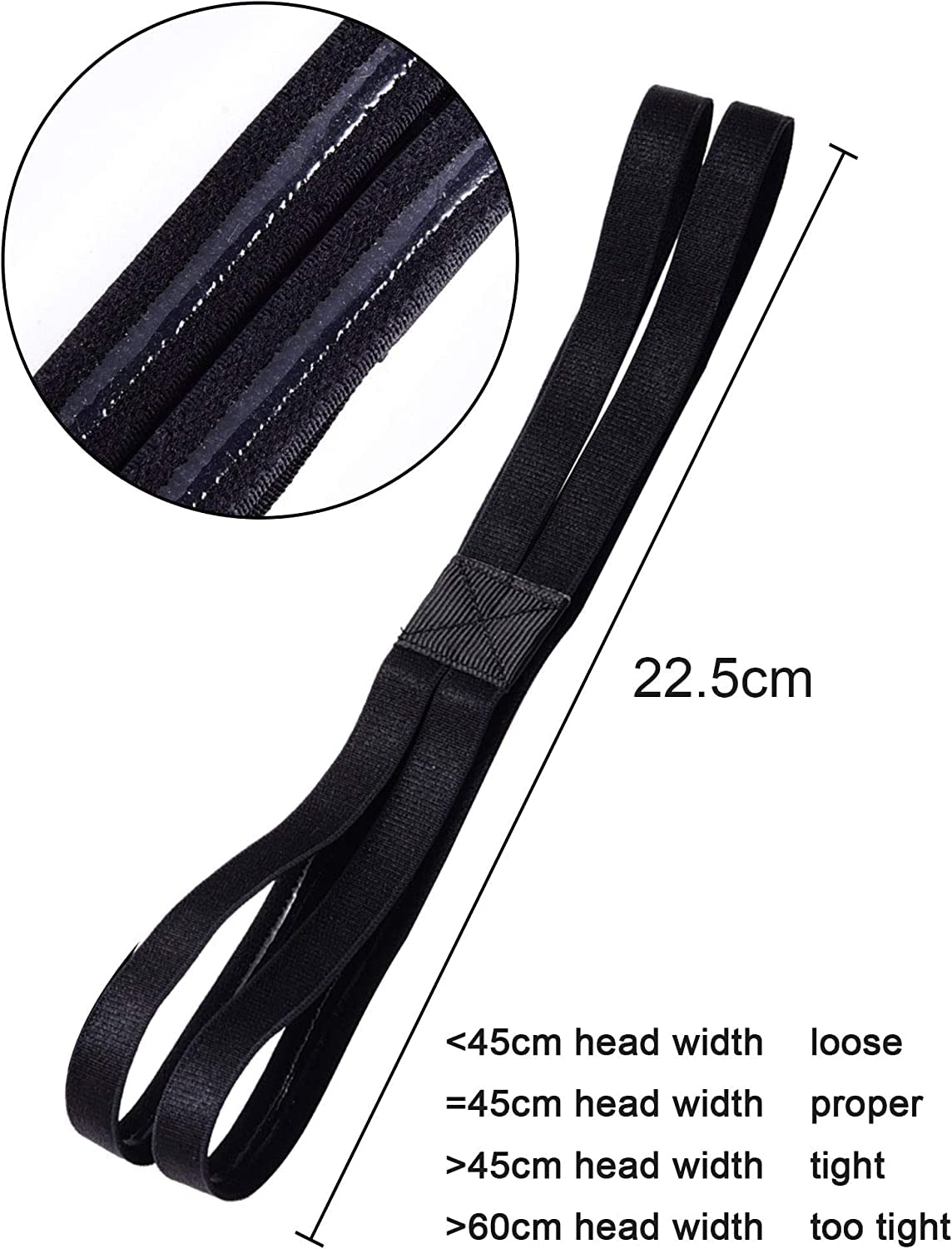 Shappy 3 Pieces Double-straps Sport Headbands Elastic Hairband Non-slip Sweatband for Women or Men, Black