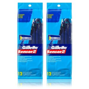 gillette sensor2 disposable razors 12 ea.(pack of 2)