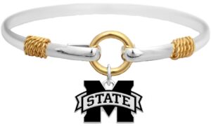 sports accessory store mississippi state bulldogs two tone silver gold cuff bracelet charm jewelry msu