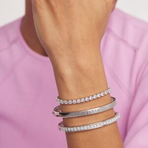 Ted Baker London Clemara Hinge Crystal Bangle Bracelet for Women (Silver Tone)