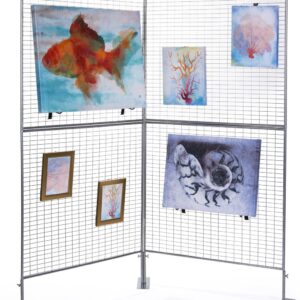 Displays2go 75 Inch 2-Panel Exhibit Displays, Iron Construction, Floor Standing, Double Sided – Silver Finish (AD2PNL)