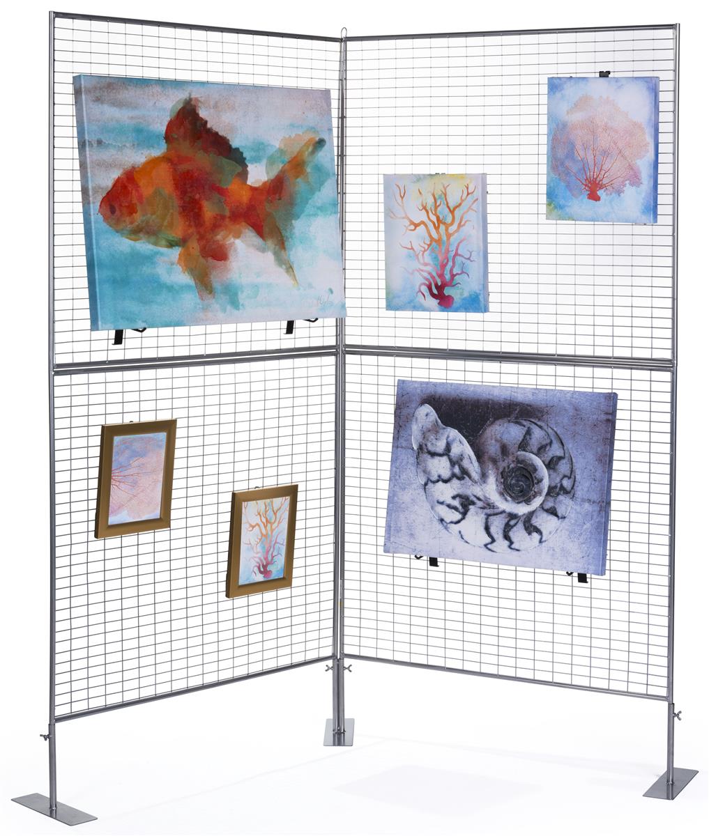 Displays2go 75 Inch 2-Panel Exhibit Displays, Iron Construction, Floor Standing, Double Sided – Silver Finish (AD2PNL)