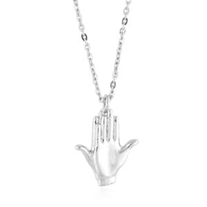 divine nine depot silver toned ivy hand sign pendant necklace