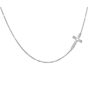 daochong s925 sterling silver jewelry sideways cross choker necklace 14 inches to 18 inches