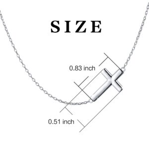 DAOCHONG S925 Sterling Silver Jewelry Sideways Cross Choker Necklace 14 inches to 18 inches