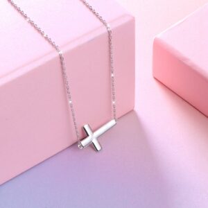 DAOCHONG S925 Sterling Silver Jewelry Sideways Cross Choker Necklace 14 inches to 18 inches