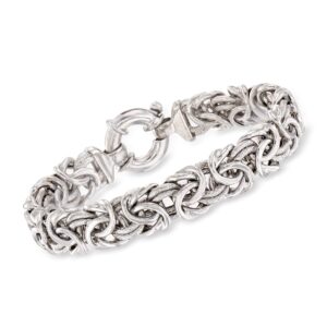 ross-simons italian sterling silver textured and polished byzantine bracelet. 7 inches