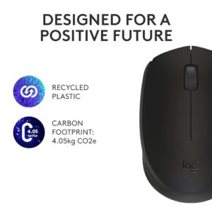 Logitech M170 Wireless Mouse for PC, Mac, Laptop, 2.4 GHz with USB Mini Receiver, Optical Tracking, 12-Months Battery Life, Ambidextrous - Black