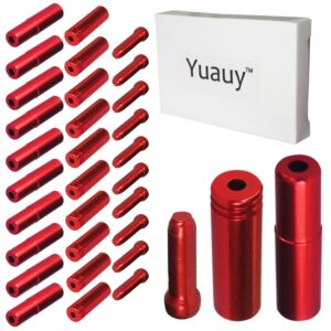 yuauy (total 30 pcs 10 pcs 5mm red alloy road mountain bicycle bike brake cable tips caps end crimp + 10 pcs 4mm shift derailleur cable tips end + 10 pcs cable end crimps