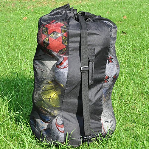 Eco Walker Ball Bag Large Capacity (Holds 16 Soccer Balls) Heavy Duty Mesh Drawstring with Adjustable Shoulder Strap and Thick Handle