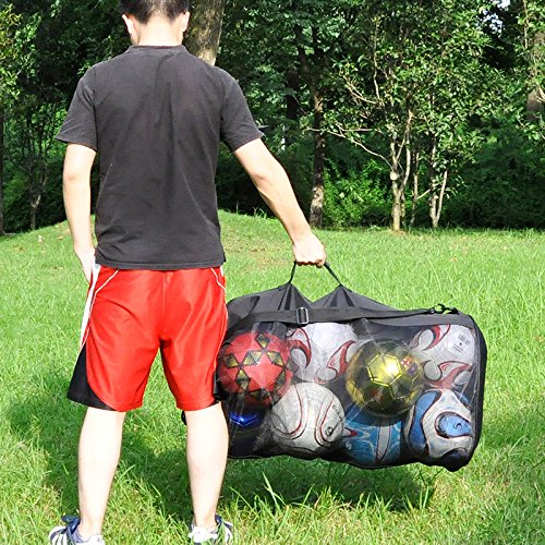 Eco Walker Ball Bag Large Capacity (Holds 16 Soccer Balls) Heavy Duty Mesh Drawstring with Adjustable Shoulder Strap and Thick Handle