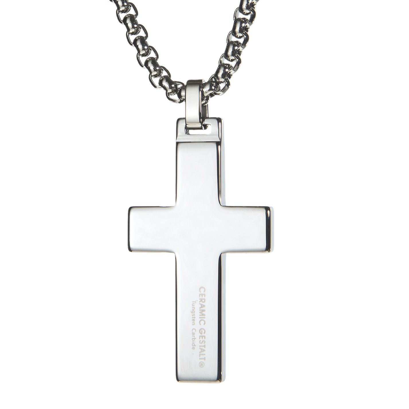 Unique GESTALT® Tungsten Cross Pendant with 4mm Surgical Stainless Steel Box Chain.