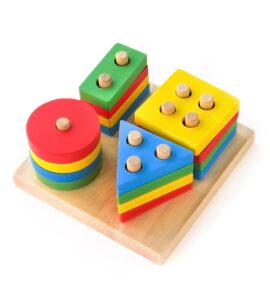 montessori puzzles for 1 2 3 year old boys, girls & toddlers - wooden shape sorter & stacking toys for toddlers - puzzles for 1 year old, 1 year old puzzle, shape sorting toys for toddlers 1-3